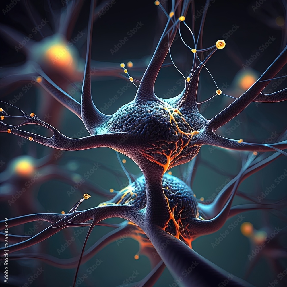 Synapses neurales scientifiques multicolores du cerveau humain. Idéal ...