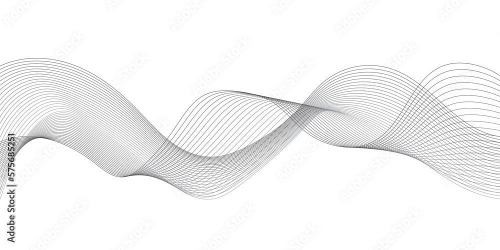 Abstract grey wave lines on transparent background. Stock Vector ...