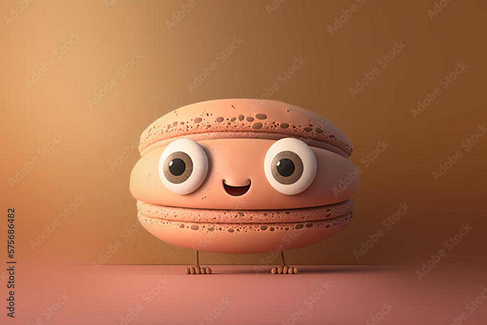 Cute Cartoon Macaroon Character with Space for Copy (Created with ...
