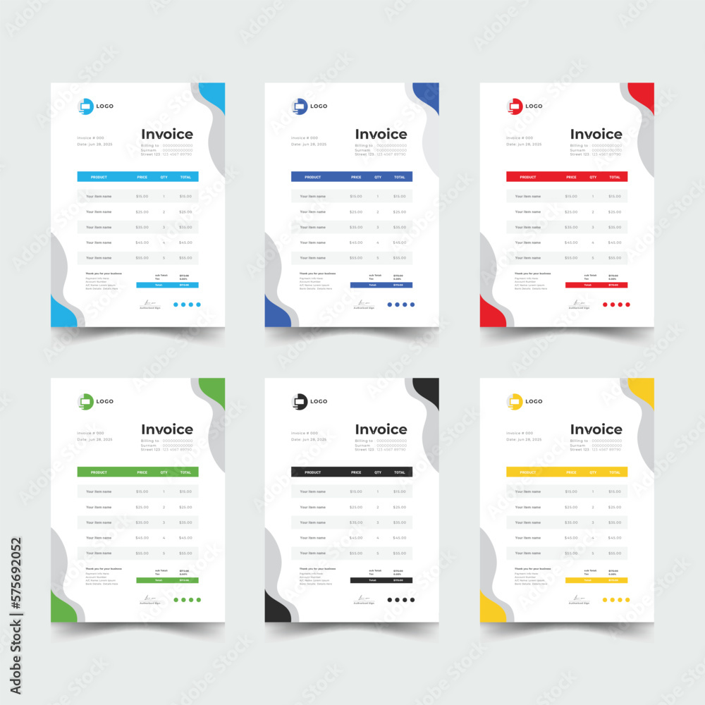 Invoice design template. Invoice minimal design. Bill form business ...
