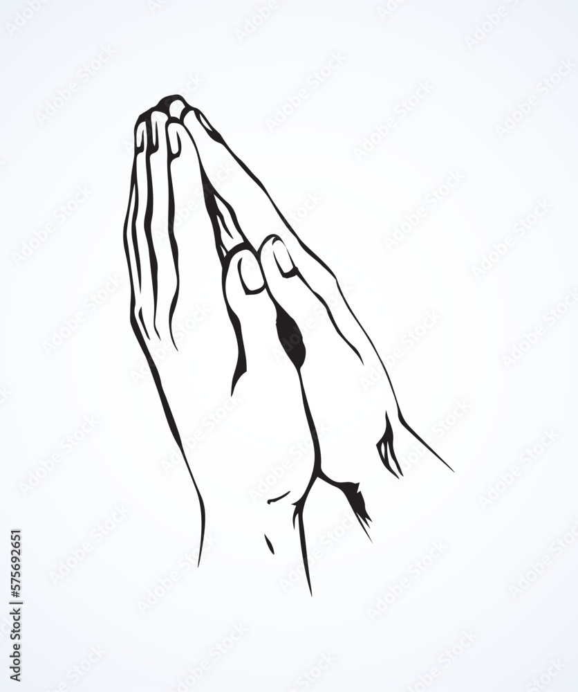 Praying hands. Vector drawing Stock Vector | Adobe Stock
