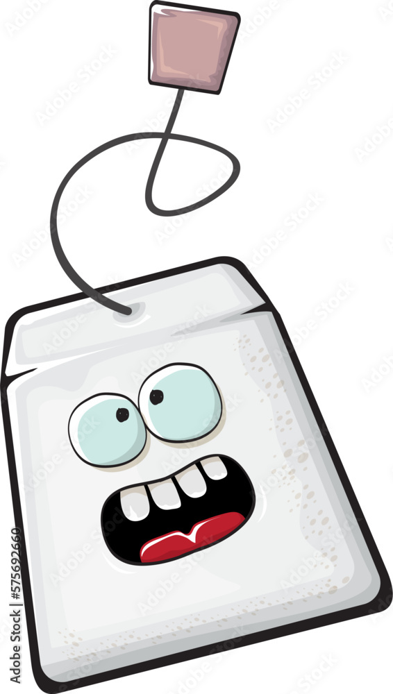 Cartoon tea bag characters isolated on white background. Funky paper ...