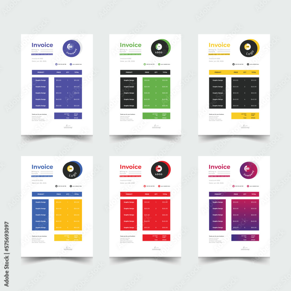 Invoice design template. Invoice minimal design. Bill form business ...