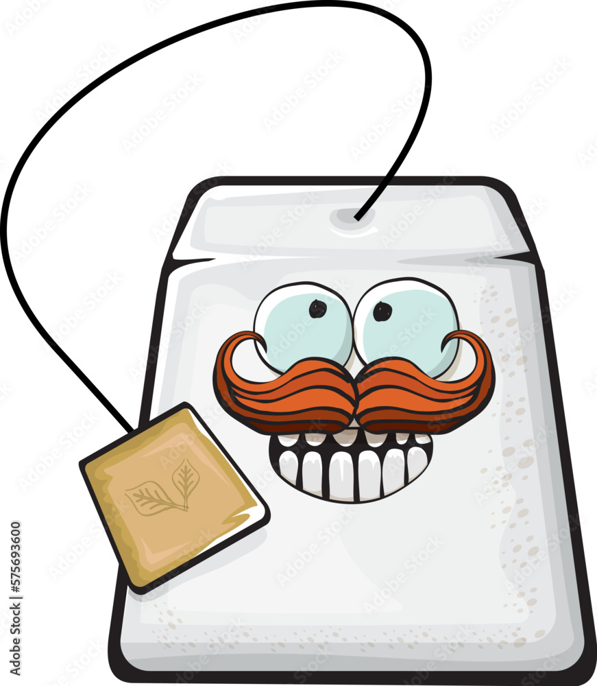 Cartoon tea bag characters isolated on white background. Funky paper ...