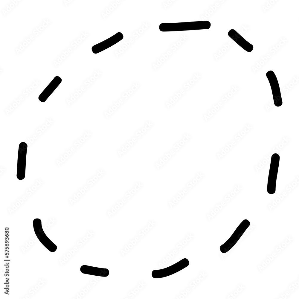 Black and white Dotted circle Hand Drawn Marking on a Transparent ...
