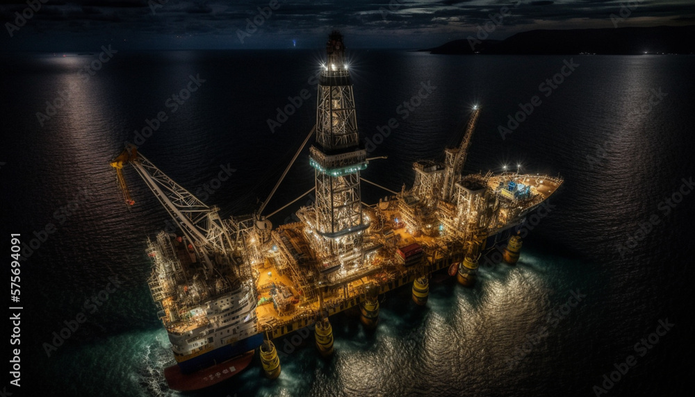 Offshore drilling platform at the sea. Oil rig. Generative AI. Stock ...