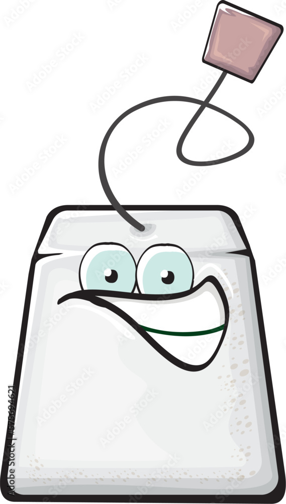 Cartoon tea bag characters isolated on white background. Funky paper ...