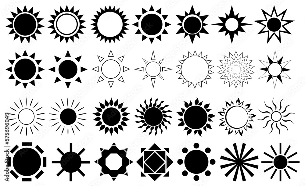 Sun SVG, Sun Silhouettes, Sun SVG Bundle, Star SVG, Sun icon Stock ...