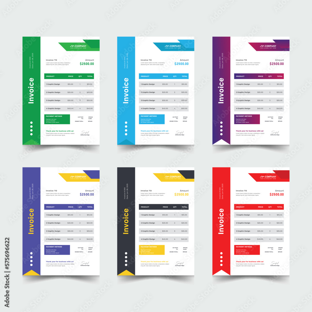 Invoice design template. Invoice minimal design. Bill form business ...