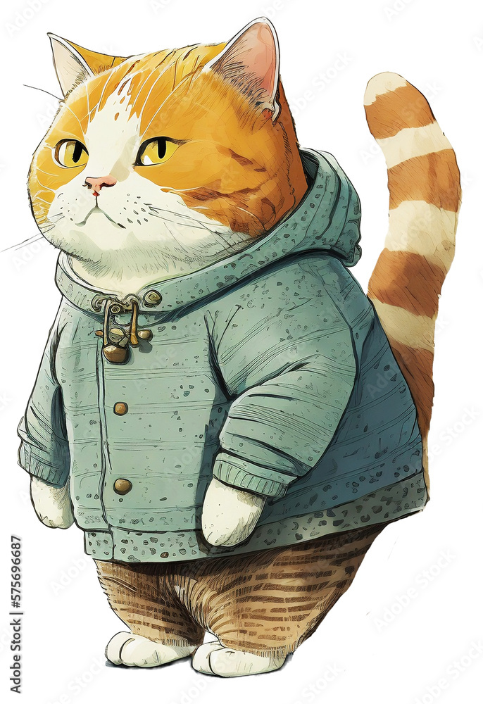 gatito ilustración, gato con ropa, ilustración infantil, ilustración ...