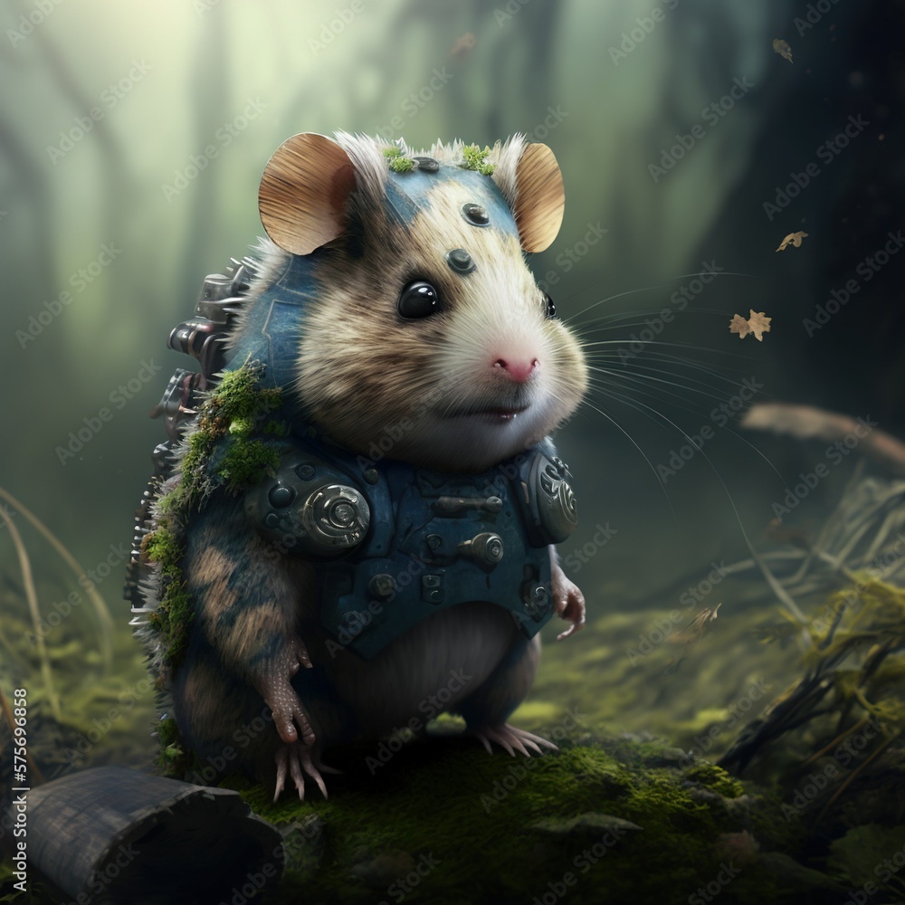 Battle-Worn Hamster in Blue Armor with Left Scar, AI Generated Stock ...