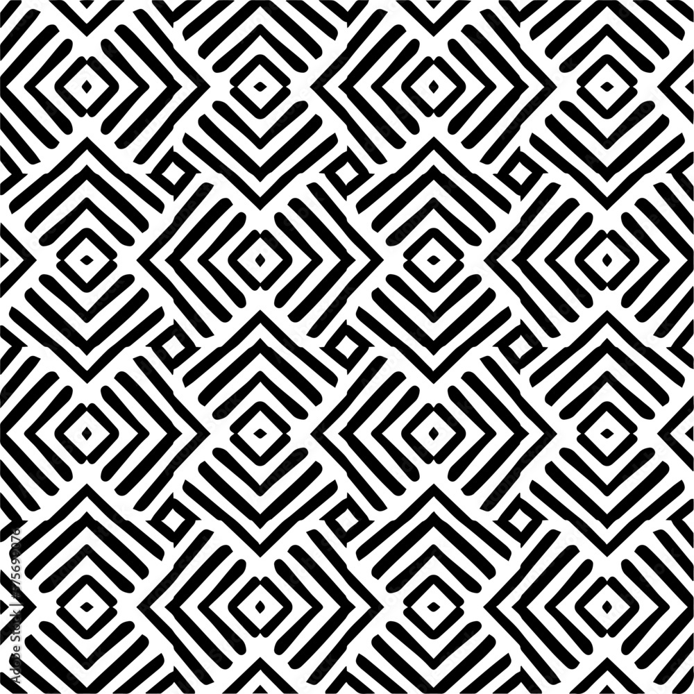Seamless repeating pattern.Black and white pattern for decor, textile ...
