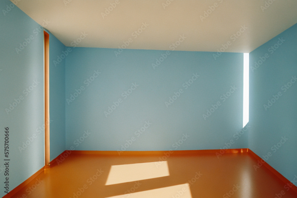 blue room wall corner interior modern design space 3d background of ...