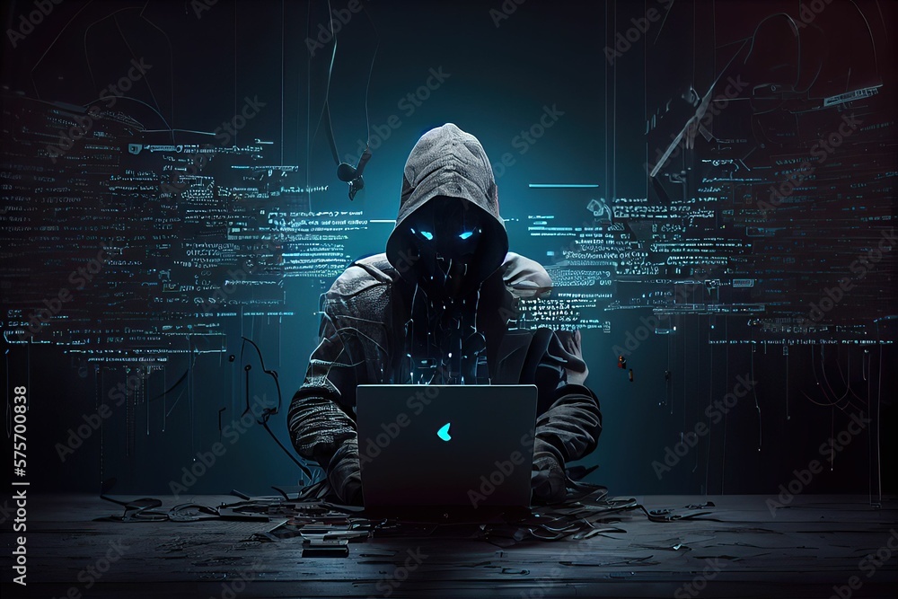 Cyber-security hacker by Generative AI technology ilustração do Stock ...