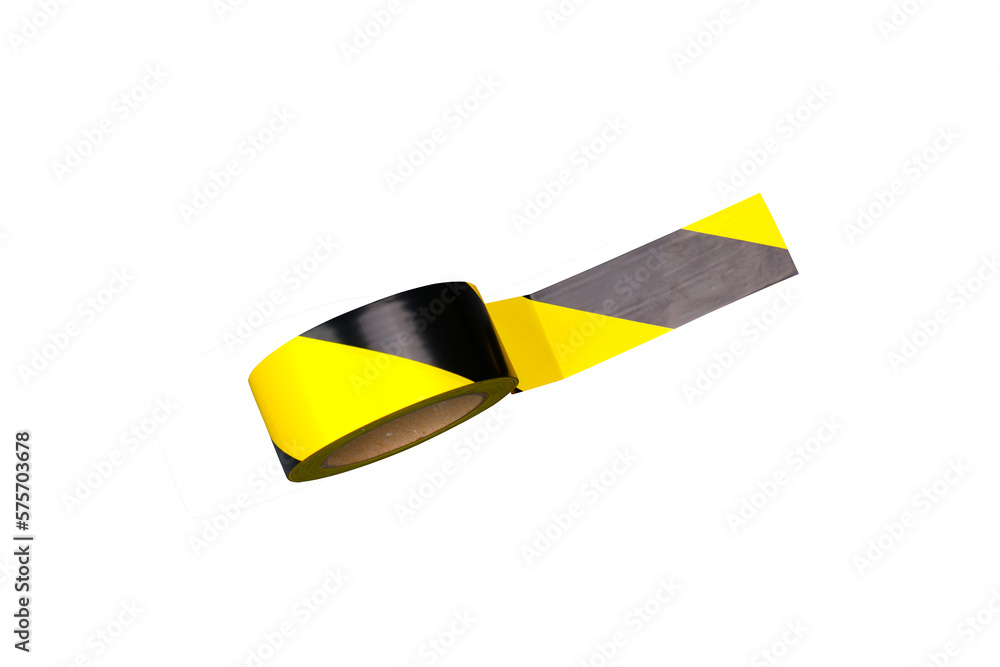 Yellow and black alternating sticker tape isolated for marking ...