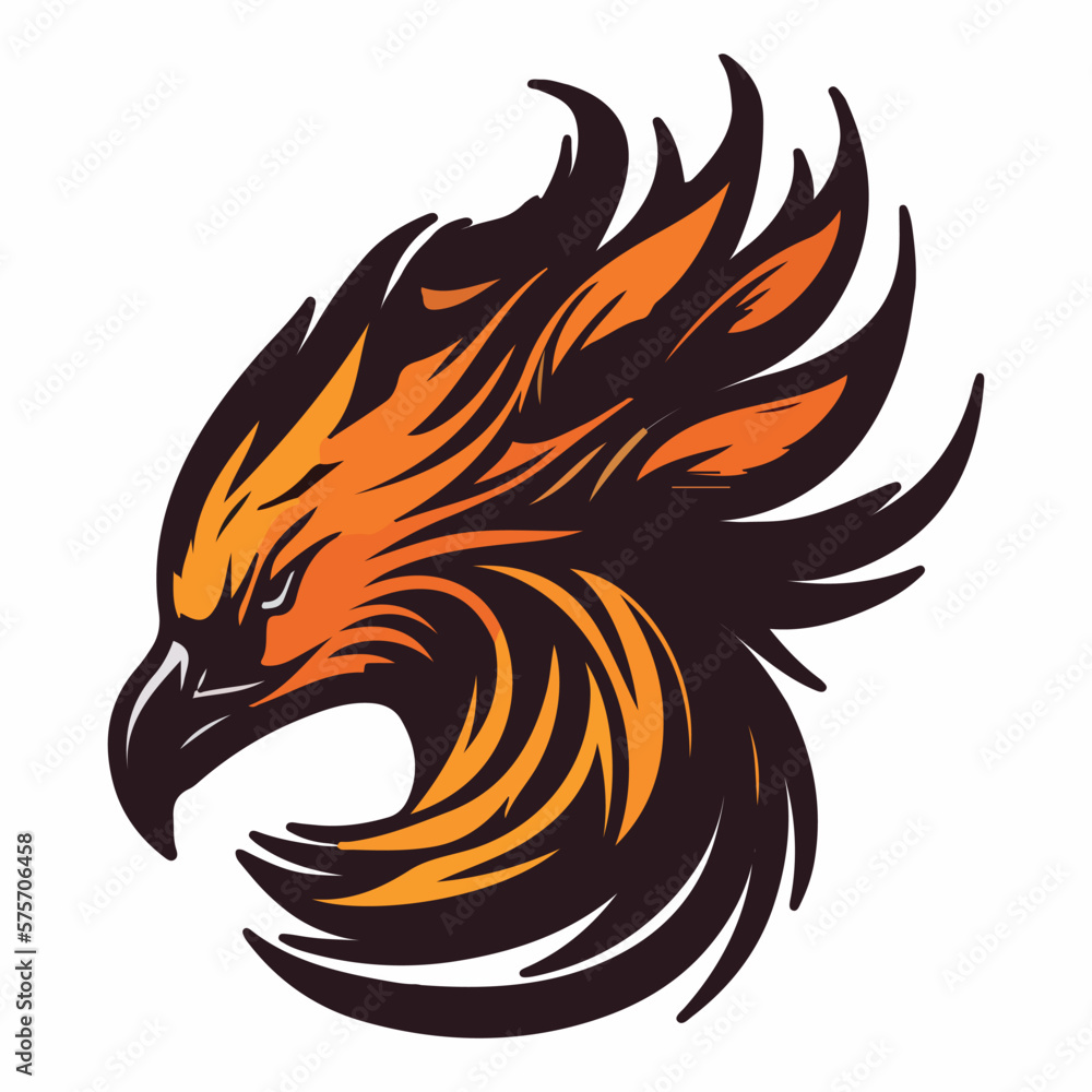 Phoenix head mascot esport logo vector illustration with isolated ...