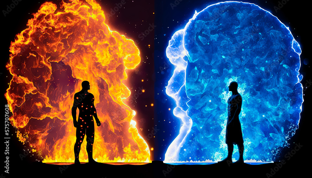 Generative AI illustration of a Creative Art of Two Men Fighting, Water ...