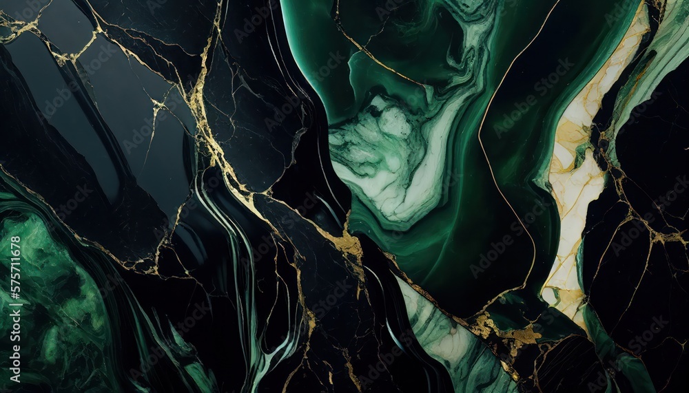 Abstract green marble texture with gold splashes, emerald luxury ...