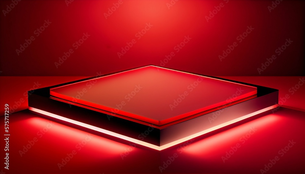 Product red platform for cosmetic beauty presentation scene. Red square ...