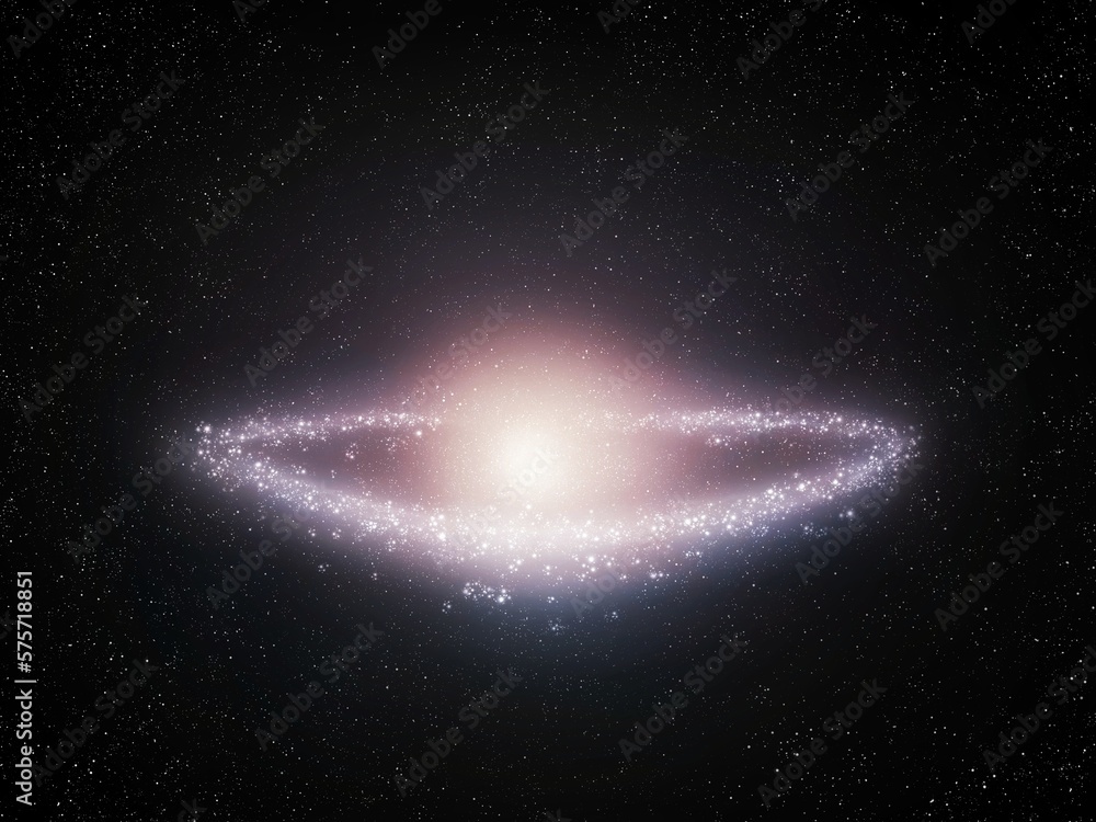Elliptical galaxy with a bright core and a ring of stars. Distant ...
