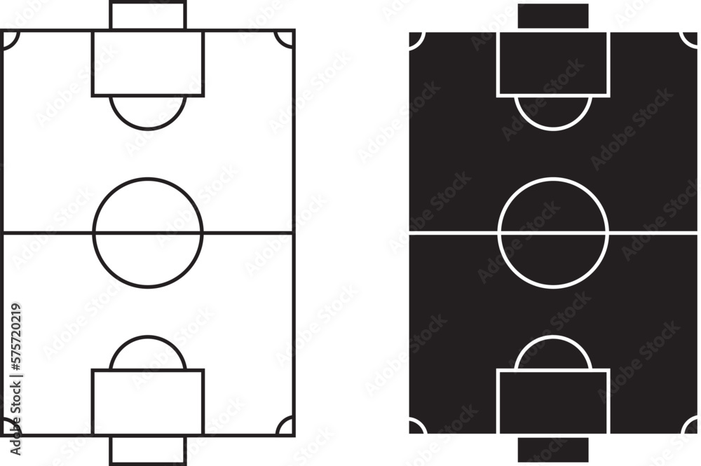 Linear icon. Soccer field markings lines. Outline football playground ...