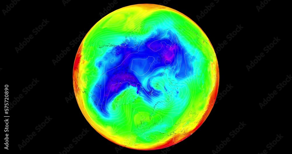 Polar map depicting show temperature ranges across the continent ...