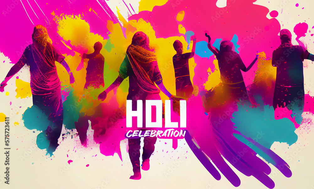 Happy Holi Festival Of Colors Illustration Of Colorful Gulal For Holi ...