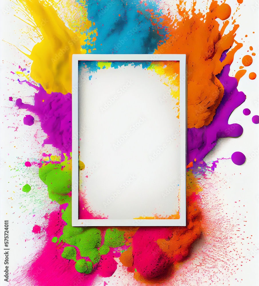Crushed powder color frame on white background. Holi Festival of Colors ...