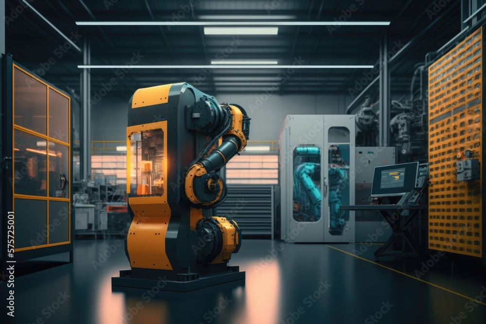 Modern factory using artificial intelligence robots and innovative ...