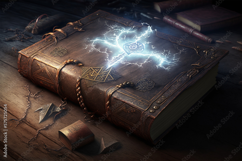 Fantasy mystical ancient book cover design table book's day made by ...