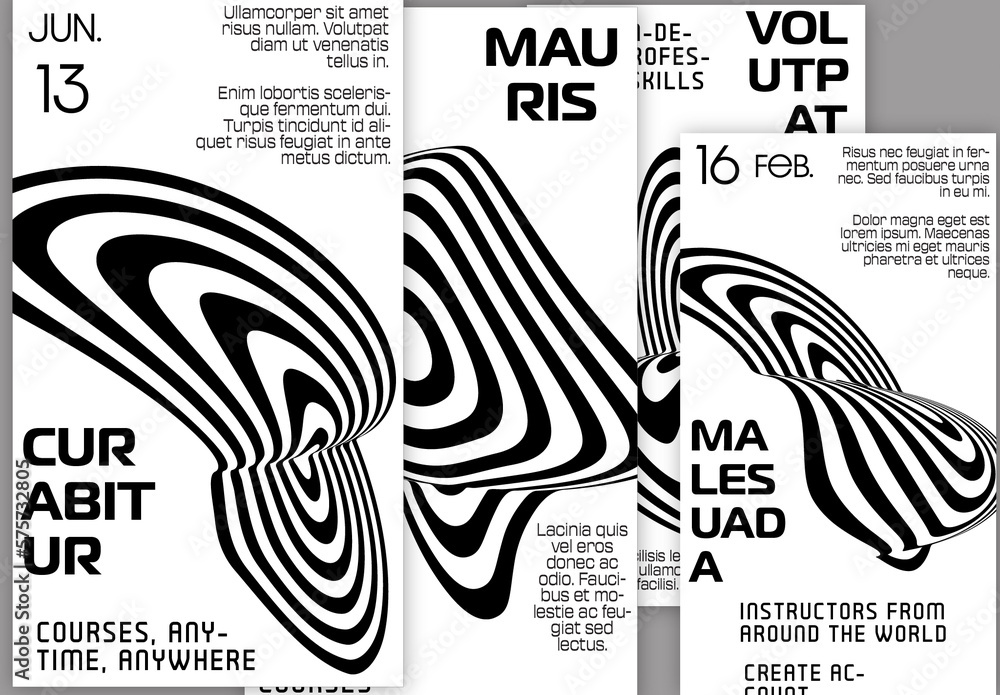 Social Media Post Layout Abstract Black and White Distorted Circle 3D ...