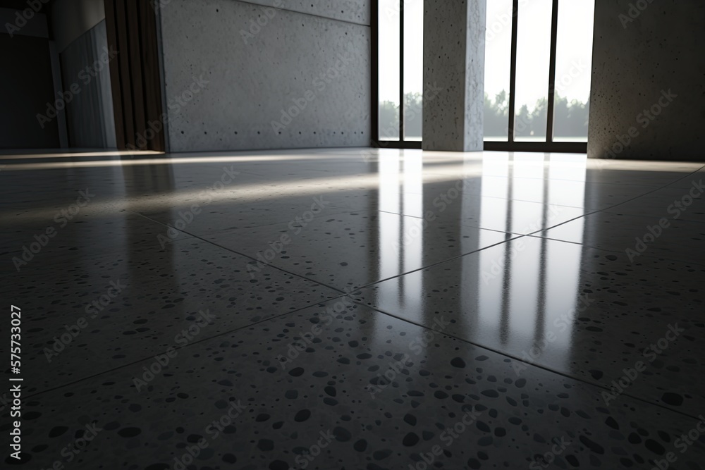 empty room with concrete floor, AI, generative AI, created with AI ...