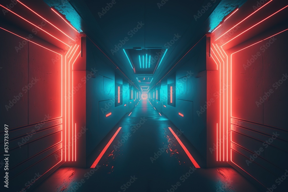 Neon cyber laser sci fi place, concept of Futuristic and Techno-Glow ...