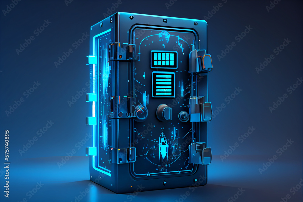 Cyber security concept and digital data protection with a locker in a ...
