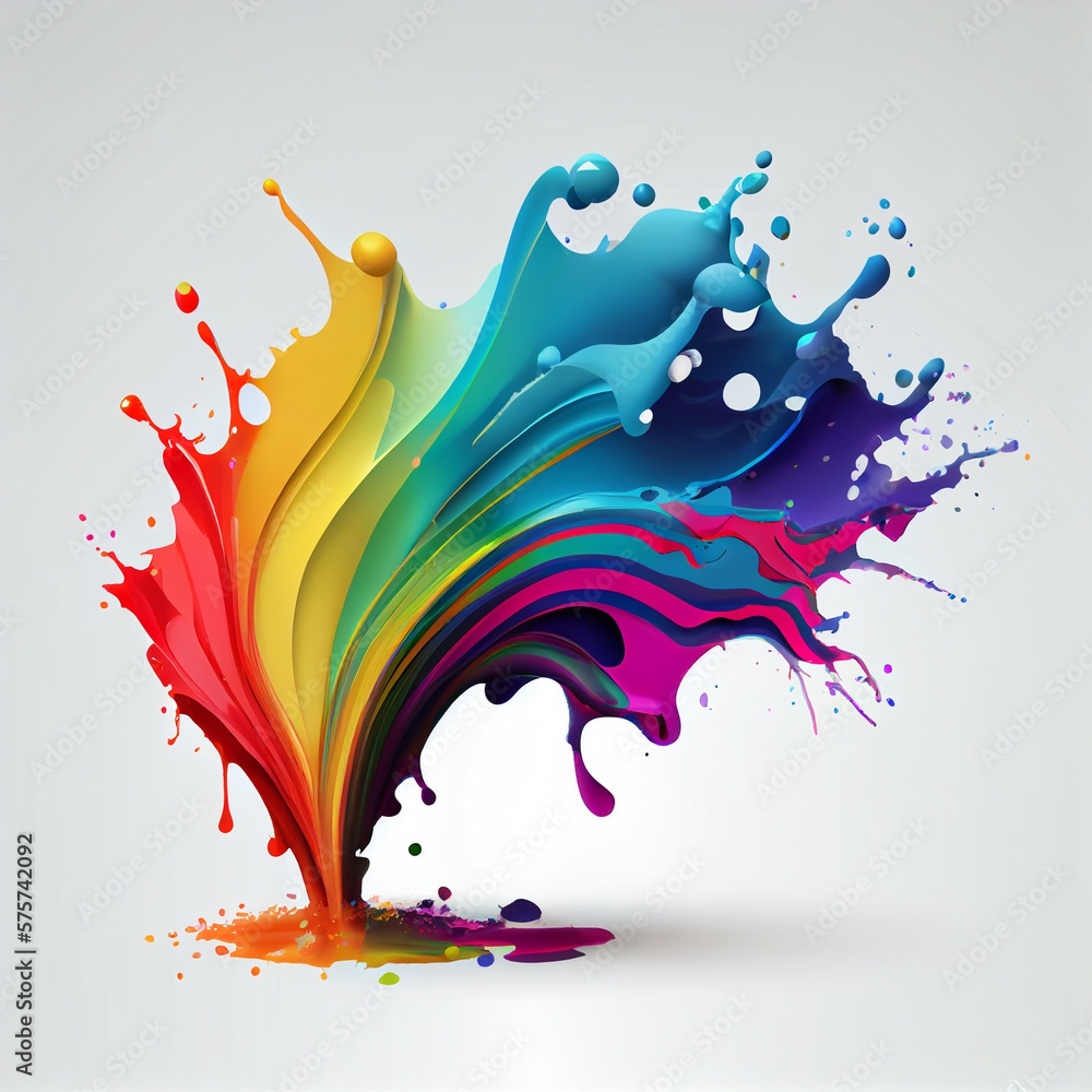 Rainbow splash wave. Colorful paint splash.generative ai Stock Illustration | Adobe Stock