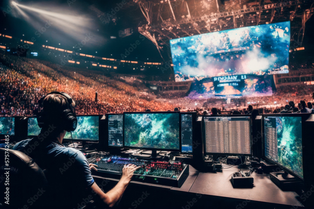 Great stadium where a video game championship is celebrated. Generative ...