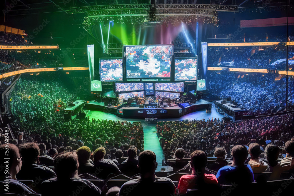 Great stadium where a video game championship is celebrated. Generative ...