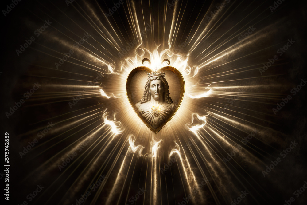Christian symbol of the Sacred Heart, representing Jesus Christ's ...