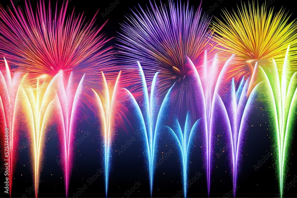 Colorful fireworks clipart PNG. Generative AI Stock Illustration ...
