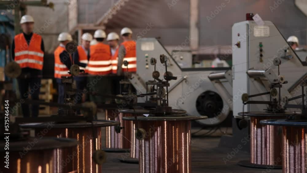 Video Stock copper cable, Large bobbin, Wire coating. Copper wire and ...