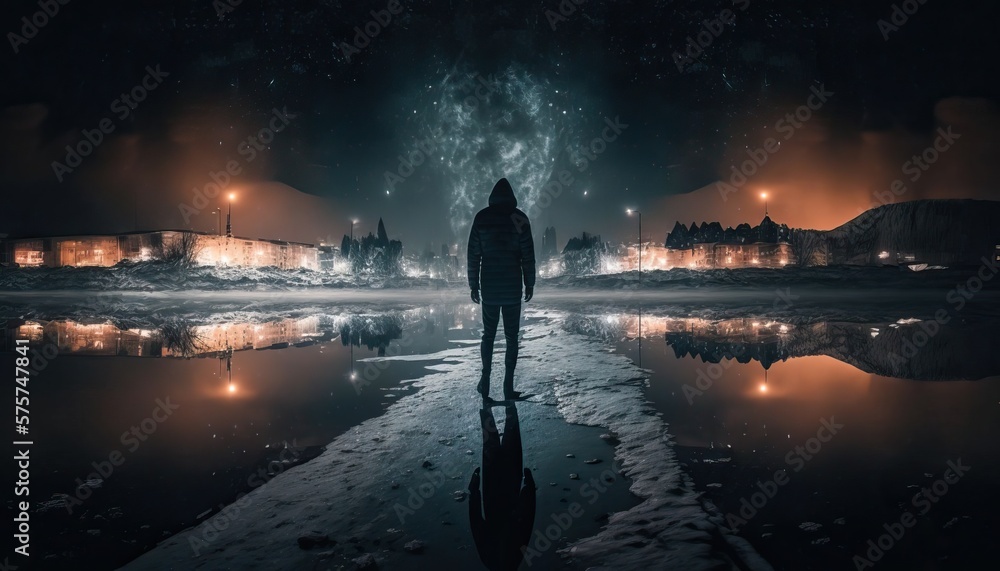 4K resolution or higher, undying frozen city, puddle crystallizing ...