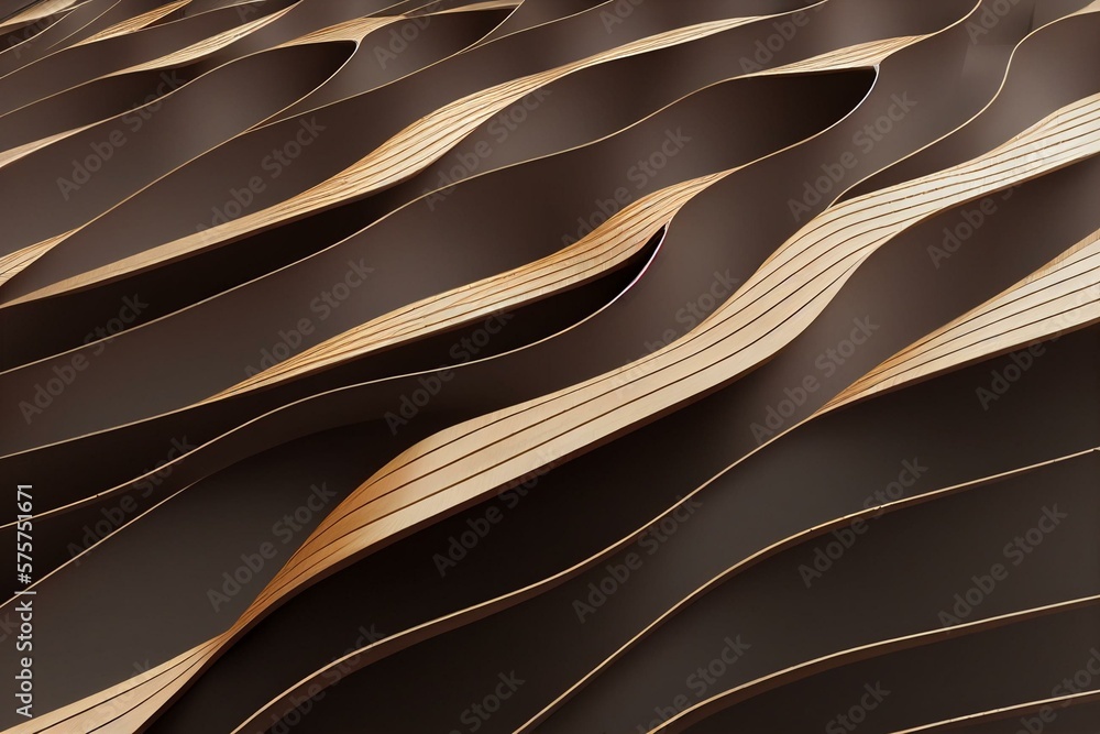 Abstract of wooden pattern, twisted shape, architecture facade details ...