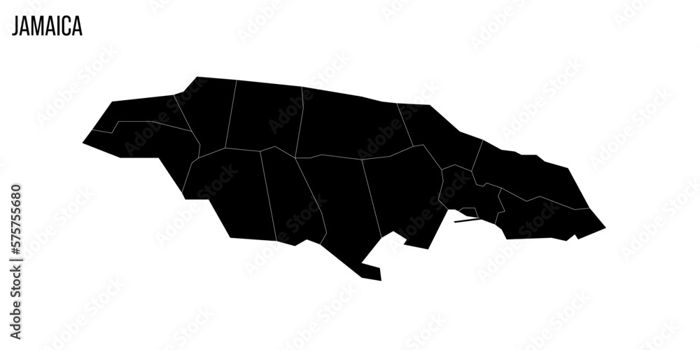 Jamaica political map of administrative divisions - parishes. Blank ...