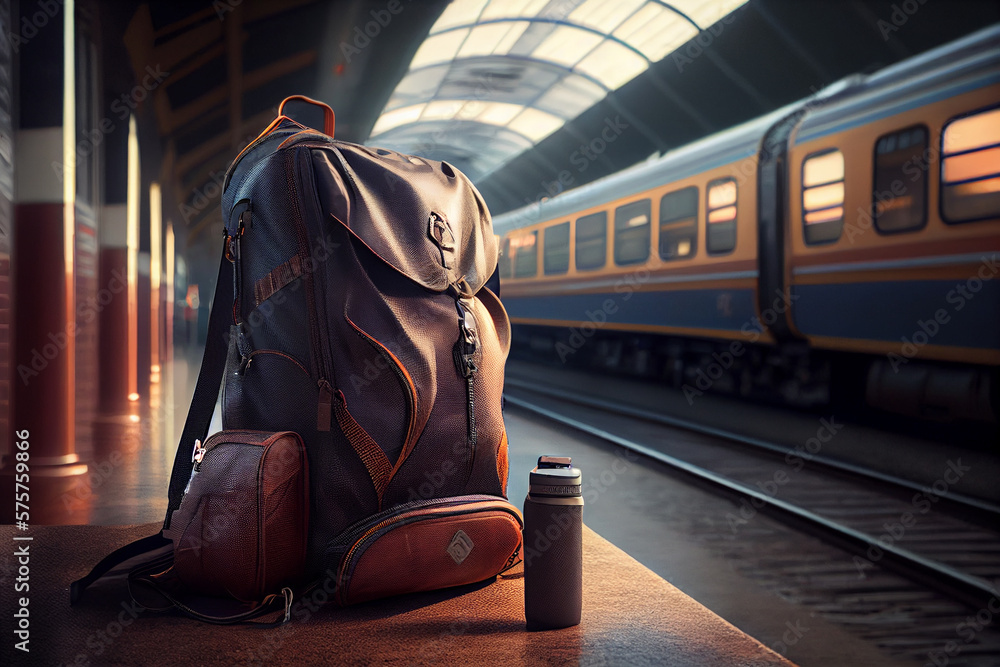 Traveller bag and luggage at train station. Luggage at the train ...