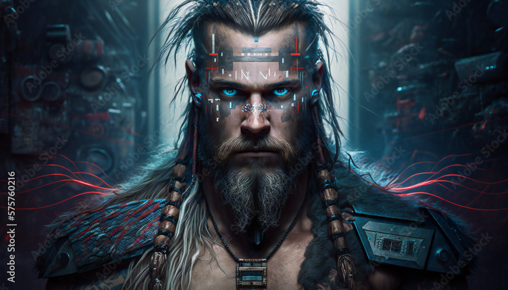 Photo Freyr the god of male virility and good weather - Cyberpunk ...
