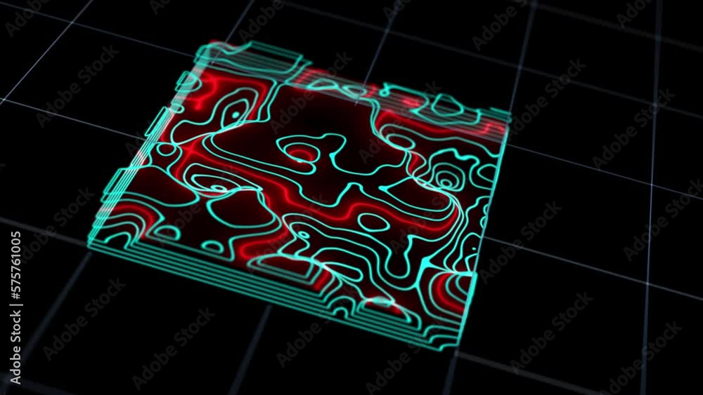 Topographic seismic map scannig radar 4k footage. Earthquake activity ...
