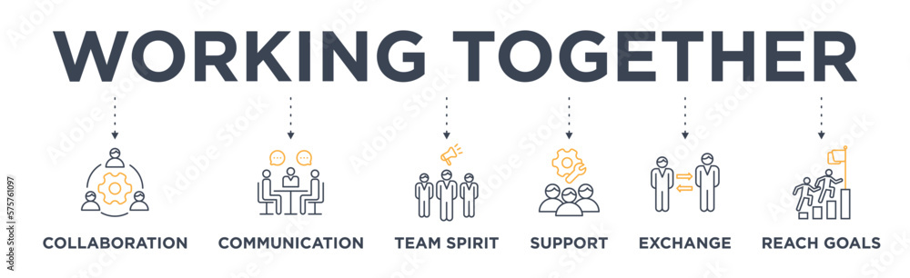 Working together banner web icon vector illustration concept for team ...