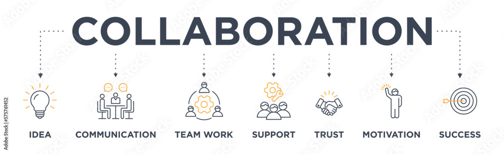 Collaboration banner web icon vector illustration concept for teamwork ...
