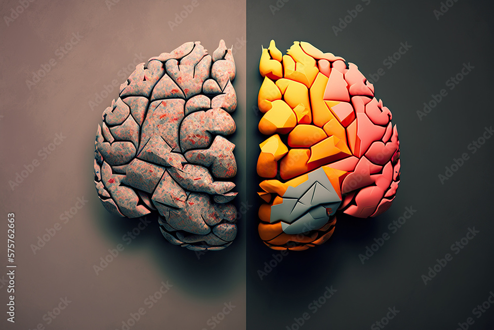 Left and right human brain part, concept of Brain Hemispheres and ...
