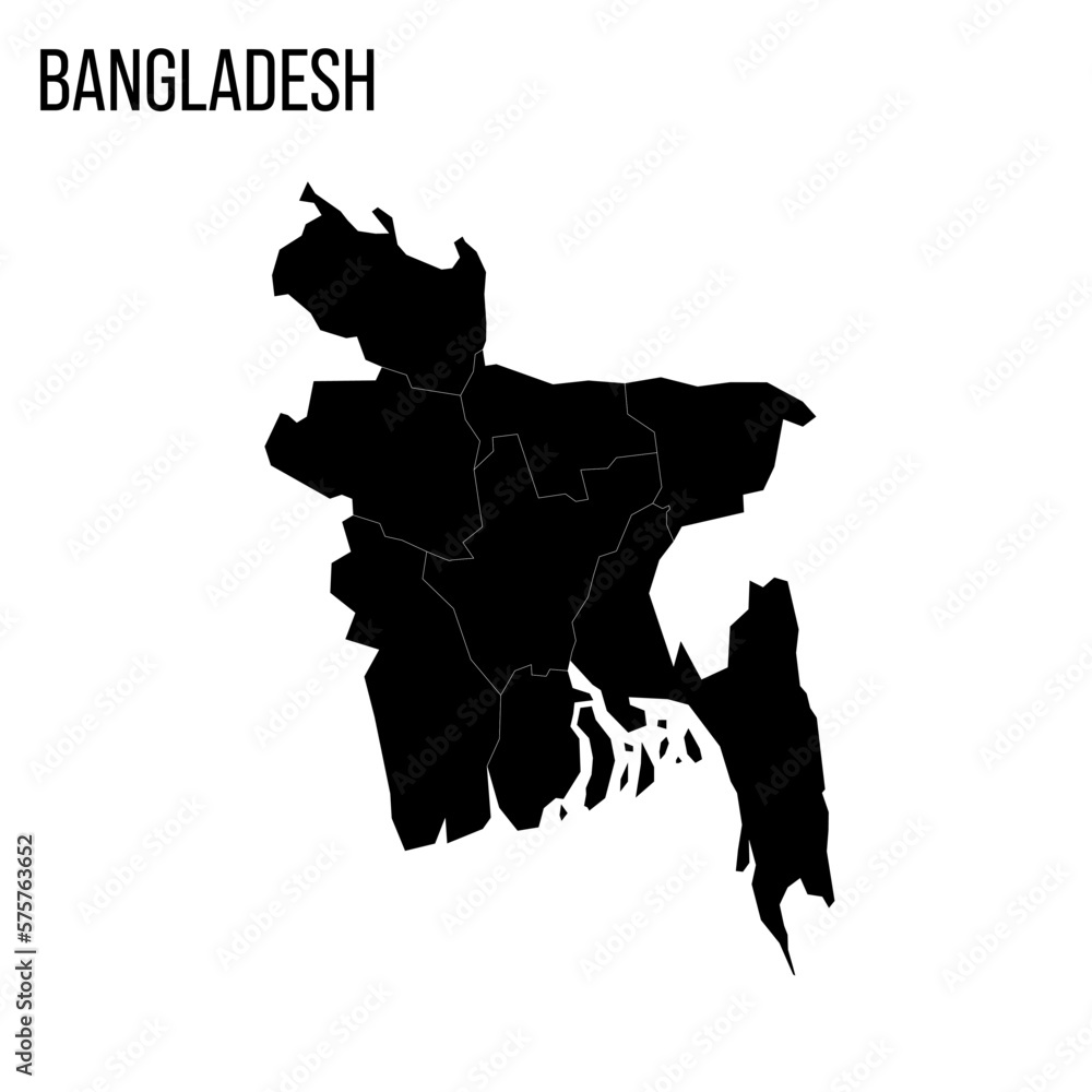 Bangladesh political map of administrative divisions - divisions. Blank ...